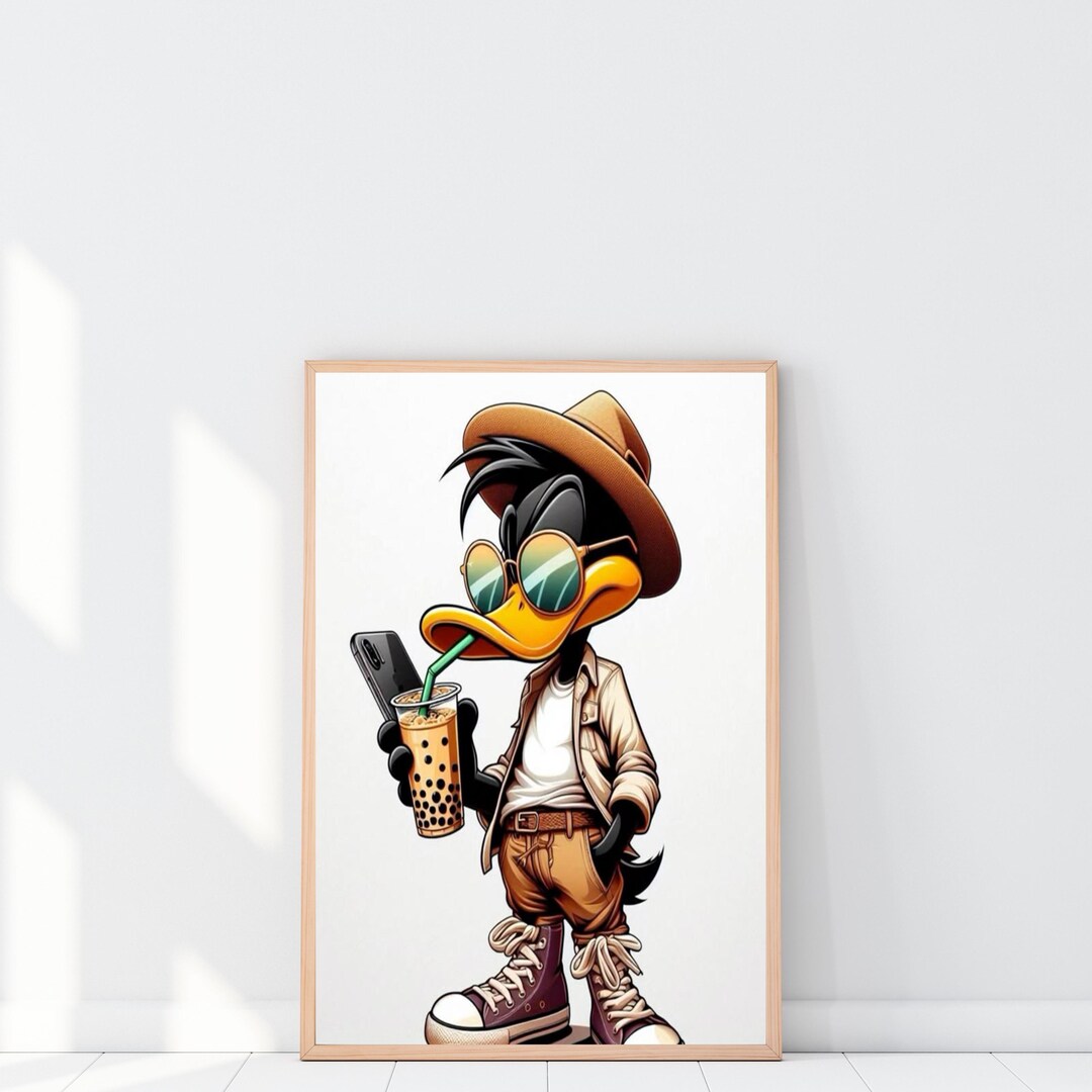 Daffy Duck Wall Art Looney Tunes Retro Poster Funny Cartoon Digital ...