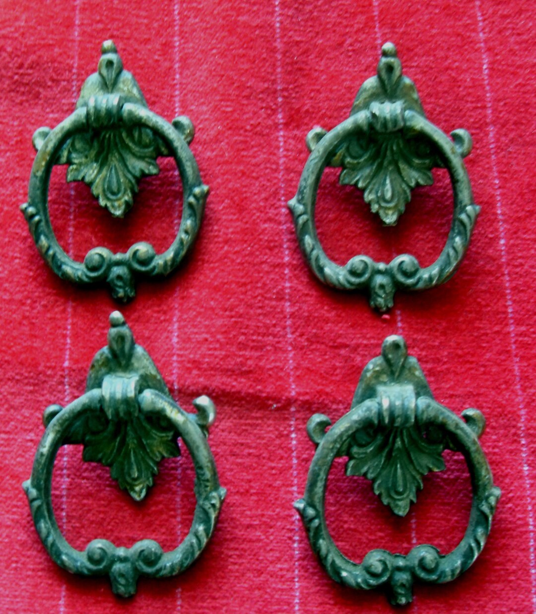 4 Vintage Drawer Pulls With Drop Rings - Etsy