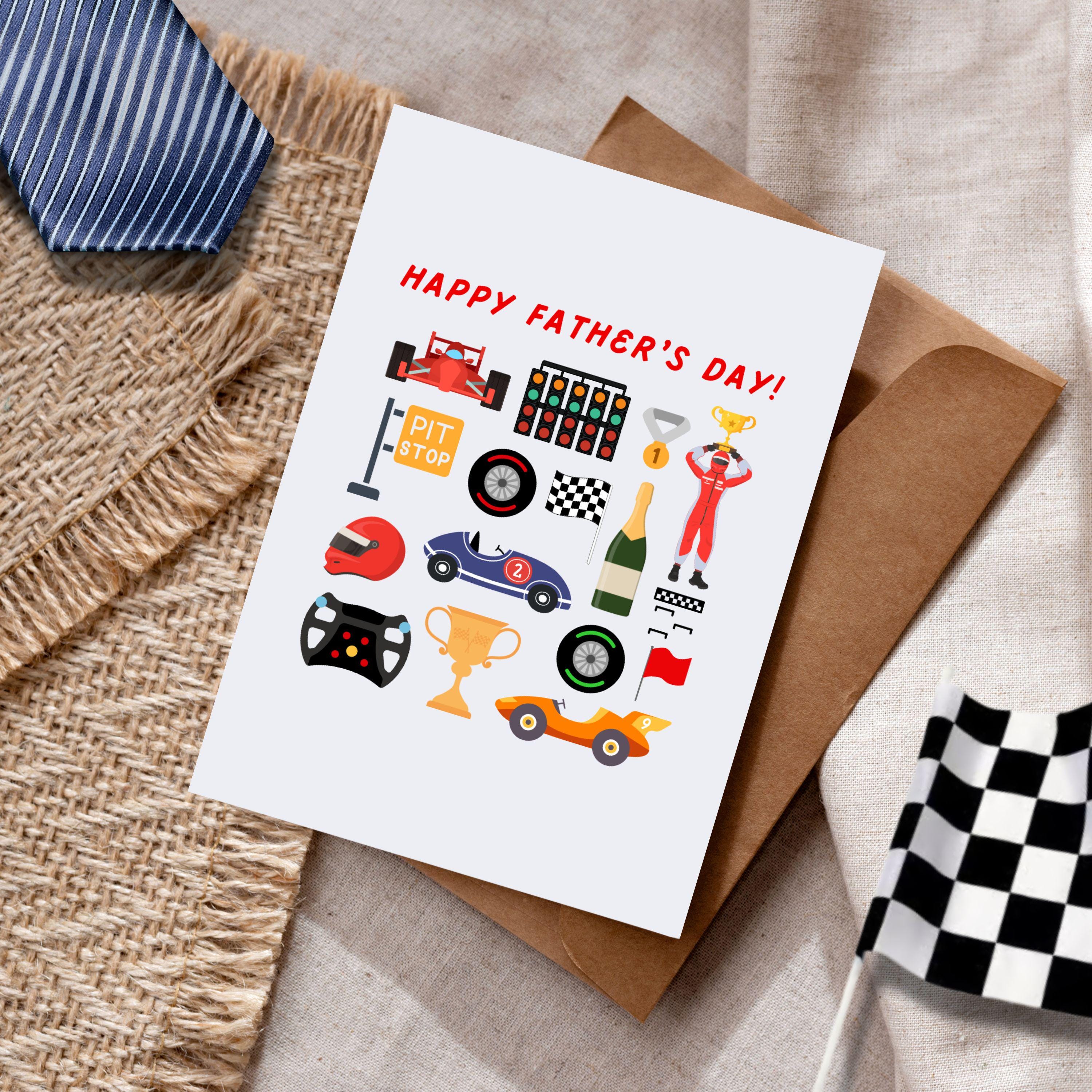 F1 Father's Day Card, Formula 1 Motorsport Printable for Dad, Best Papa ...