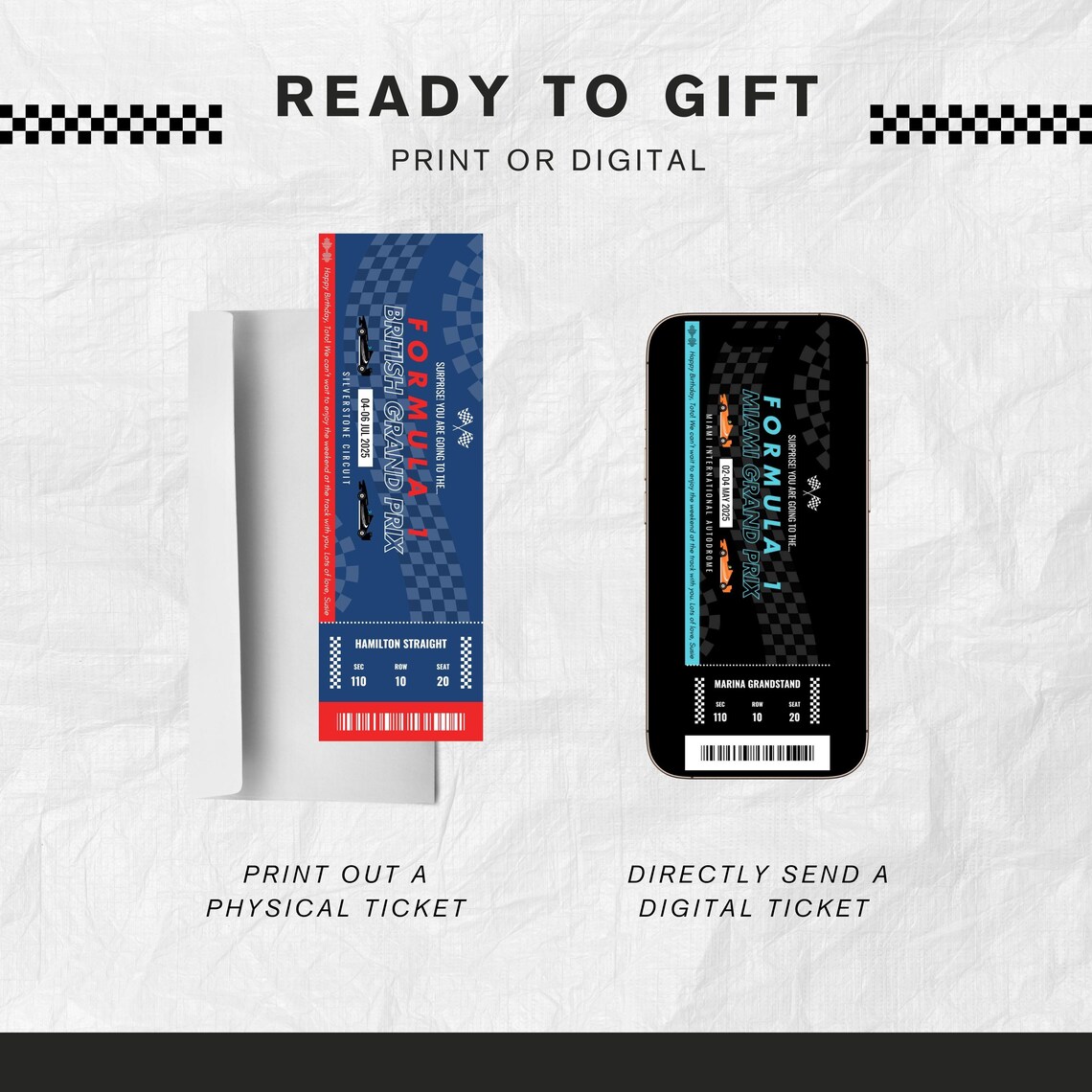 F1 Race Ticket, Personalized Grand Prix Printable Template, Editable ...