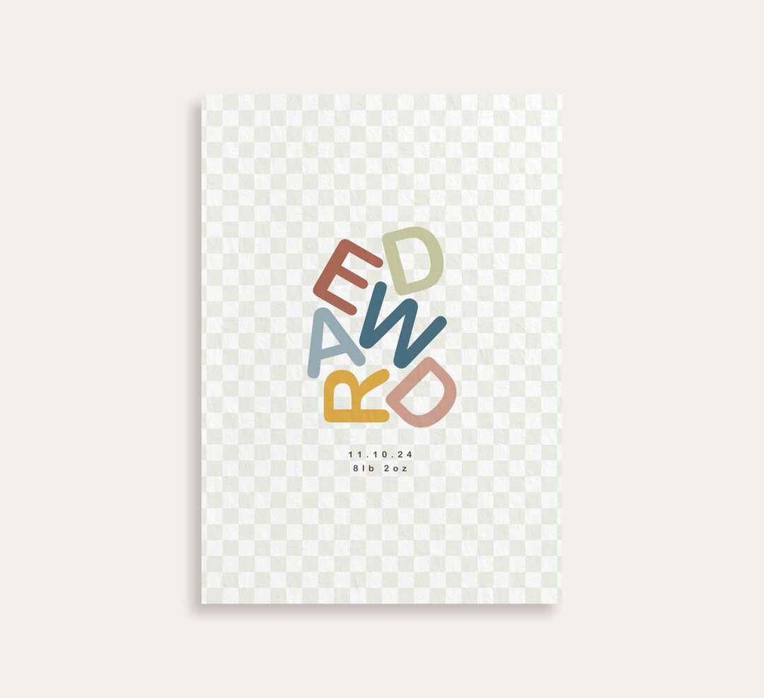 Personalized Kids Name Print: Minimalist Checkerboard Nursery Art ...