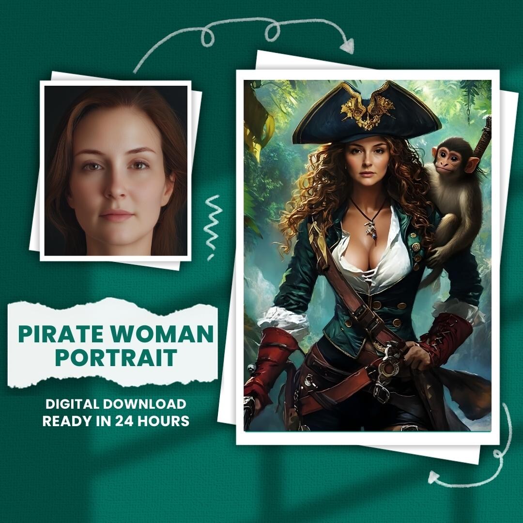 Custom Pirate Woman Portrait From Your Photo Face Swap Make Me A Pirate ...