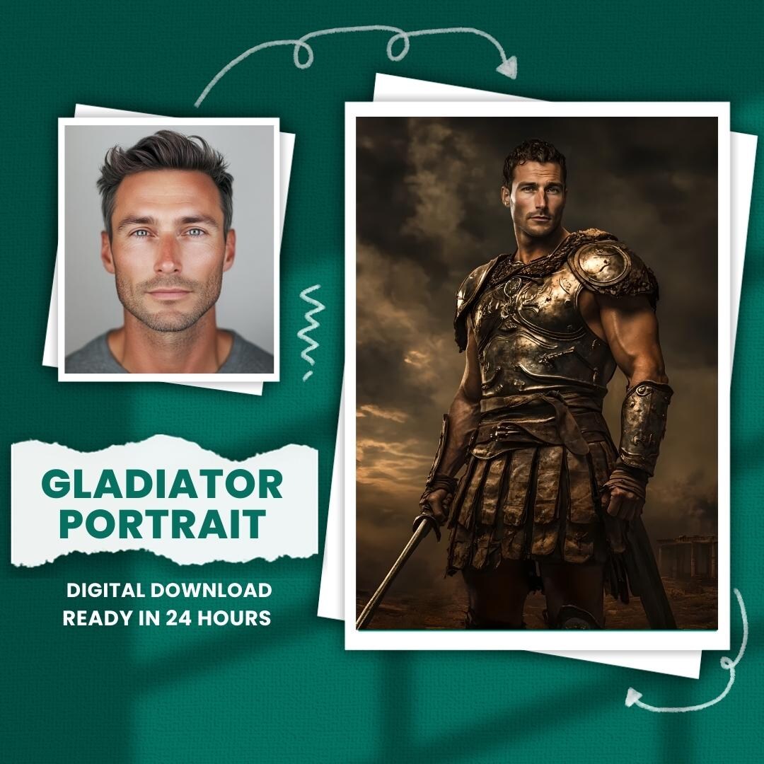 Custom Gladiator Portrait From Photo Birthday Present for Husband ...