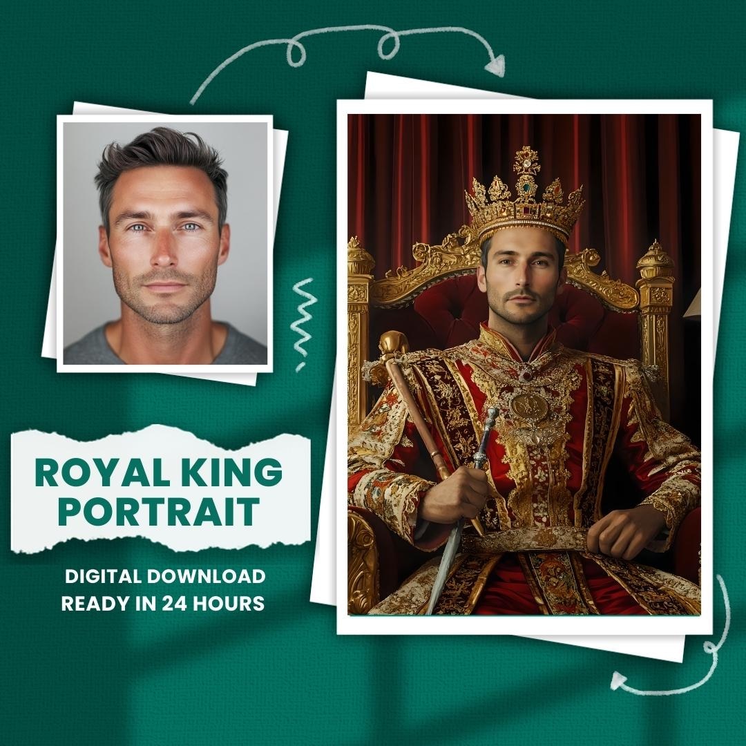 Custom Royal King Portrait From Your Photo Face Swap Make Me A Royal ...