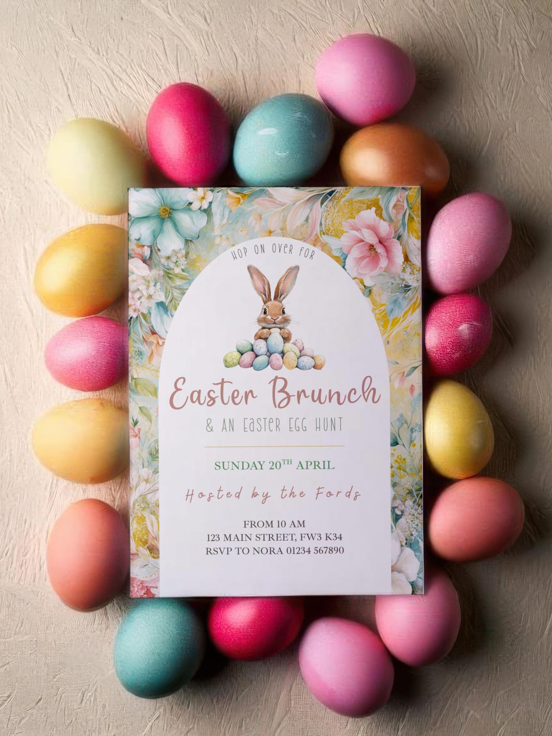 Easter Brunch & Egg Hunt Invitation | Digital Easter Party Invite ...