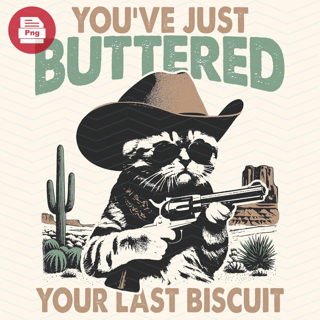 Funny Cowboy Cat PNG: Retro Western Graphic (digital Download) - Etsy