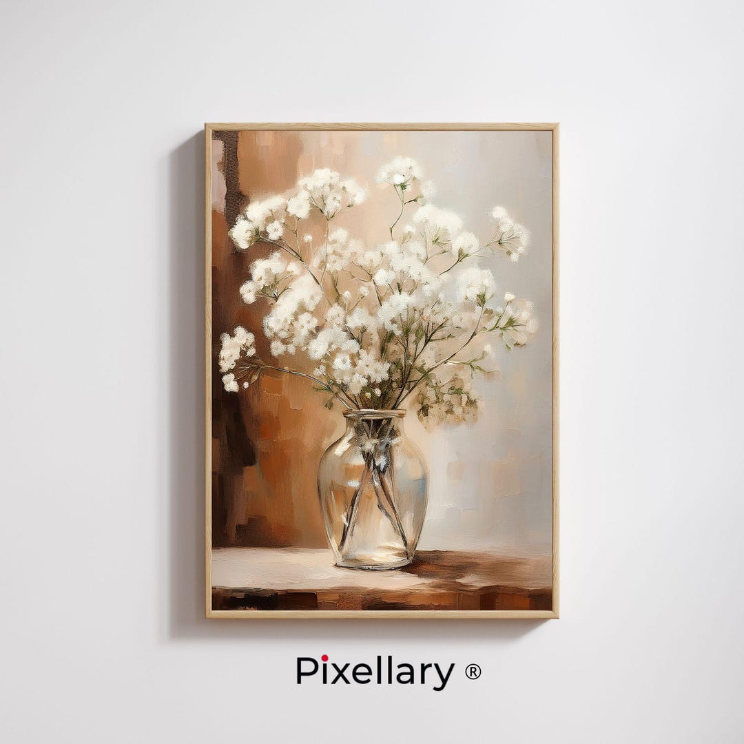 Vintage White Floral Print: Cottagecore Vase Art (digital Download) - Etsy