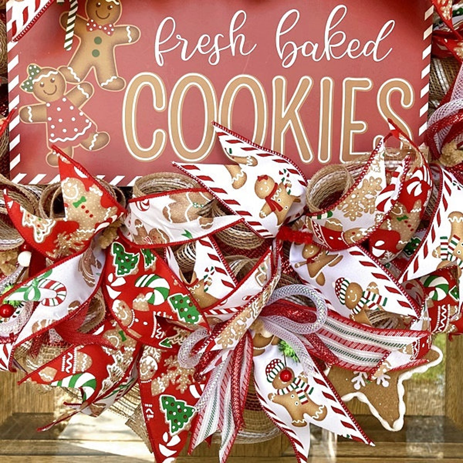 Gingerbread Cookie Christmas Wreath, Gingerbread Decor, Christmas Decor ...