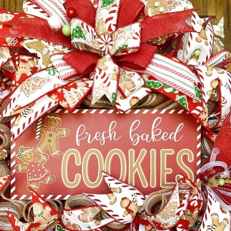 Gingerbread Cookie Christmas Wreath, Gingerbread Decor, Christmas Decor ...