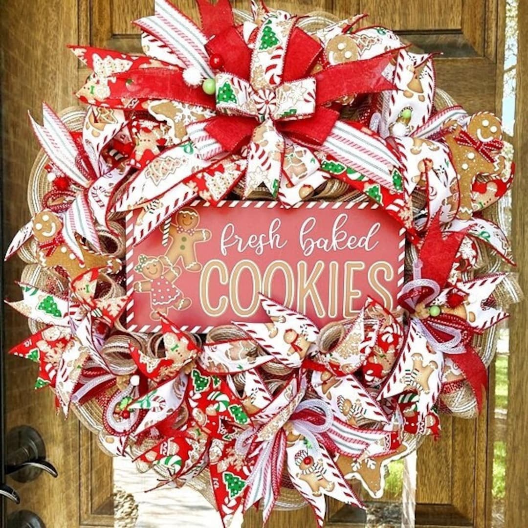 Gingerbread Cookie Christmas Wreath, Gingerbread Decor, Christmas Decor ...
