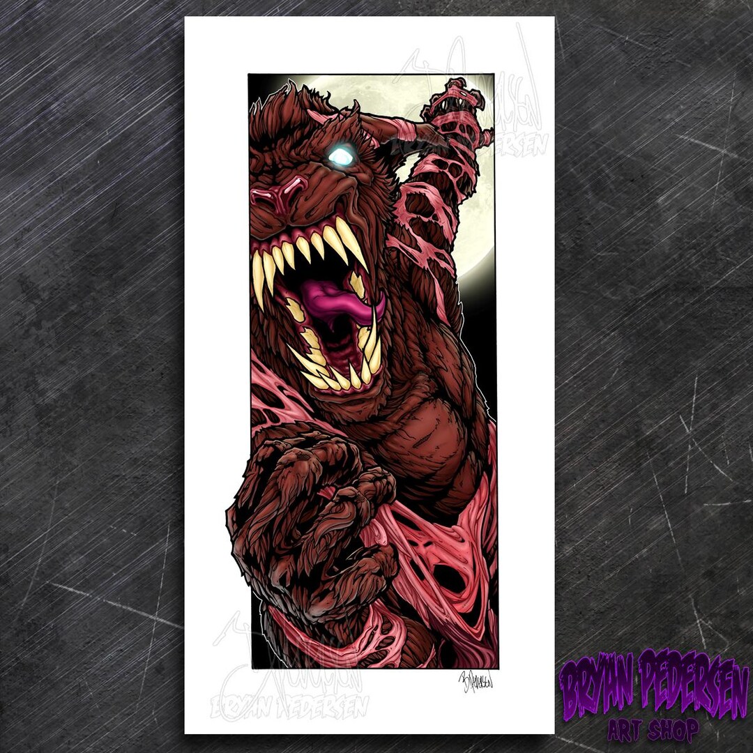 Werewolf Transforming Howling American Werewolf 12x24 Comic Style ...