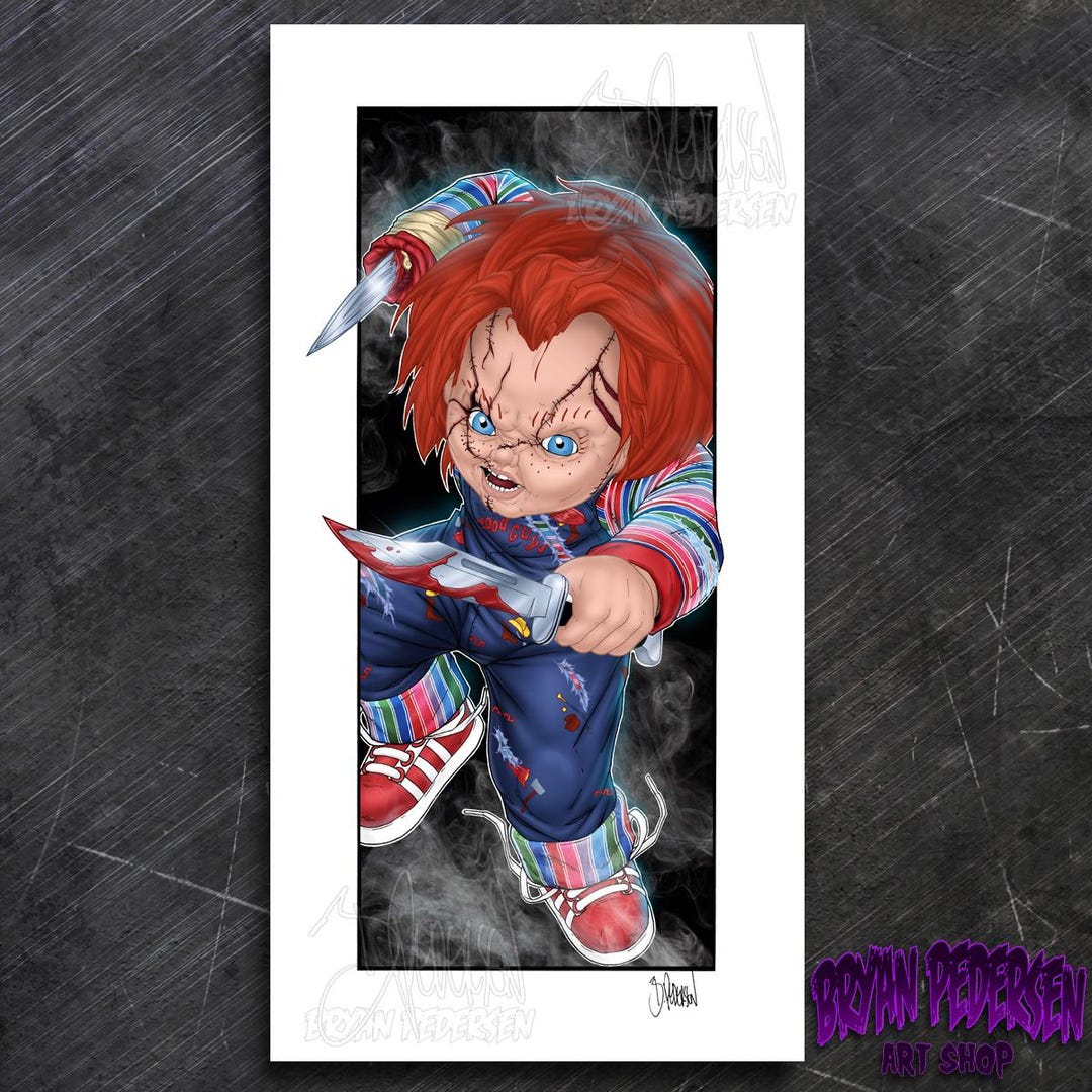 Childs Play Battle Damaged Chucky 12x24 Comic Style Horror Art Print - Etsy