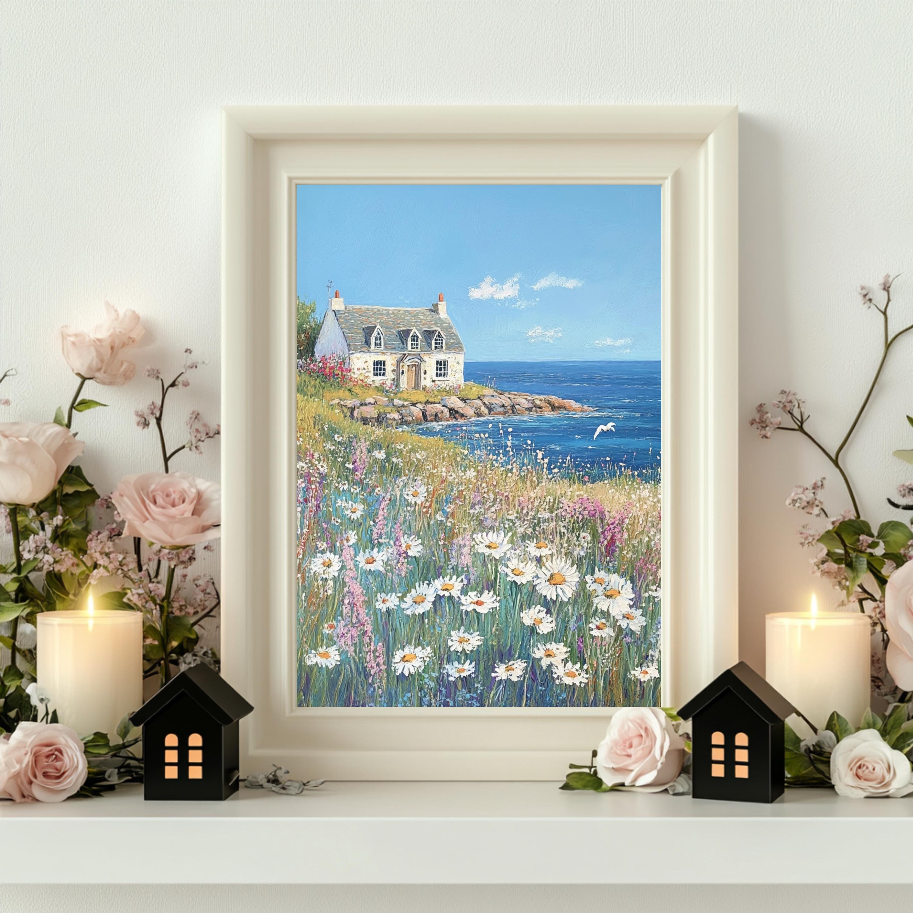 Printable Beach Cottage Garden Print, Cottagecore Decor Farmhouse Print ...