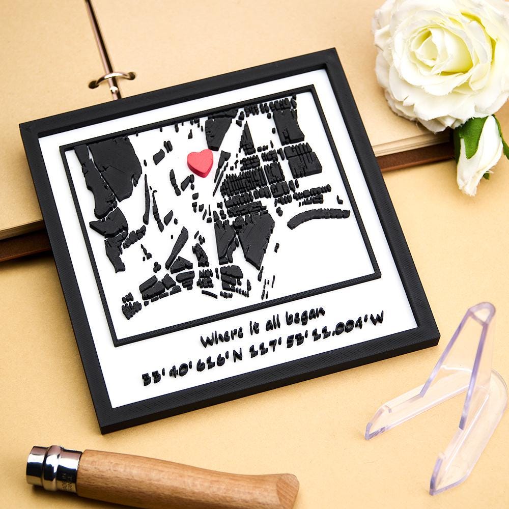 Personalized 3D Printed Location Map Plaque Where It All Began Plaque ...