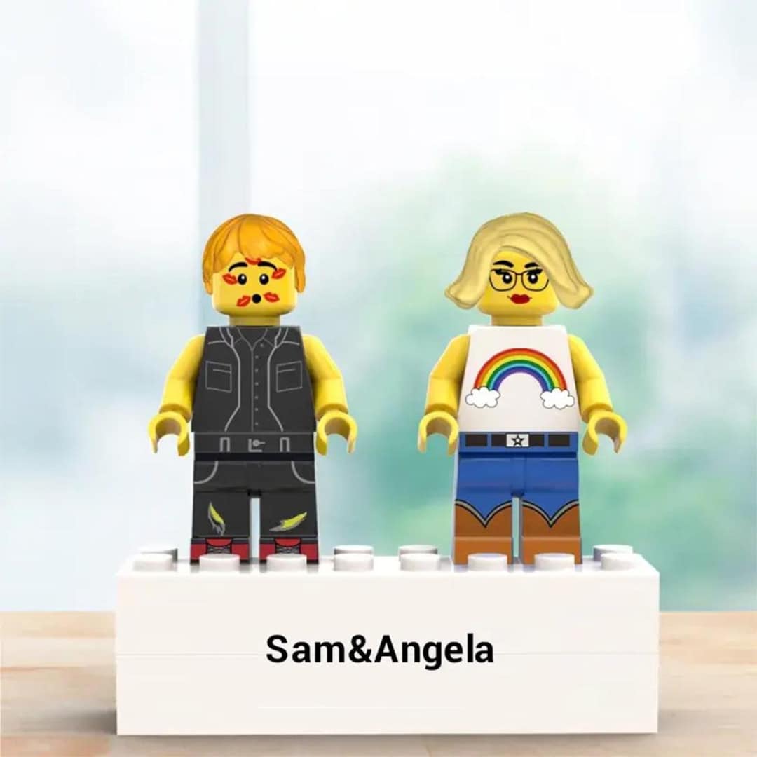 Custom Couple Minifig With Engraved Base & Display Box - Valentine's ...