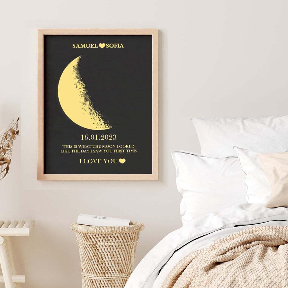 Personalized Moon Phase and Names Wooden Frame - Custom Couple Art ...