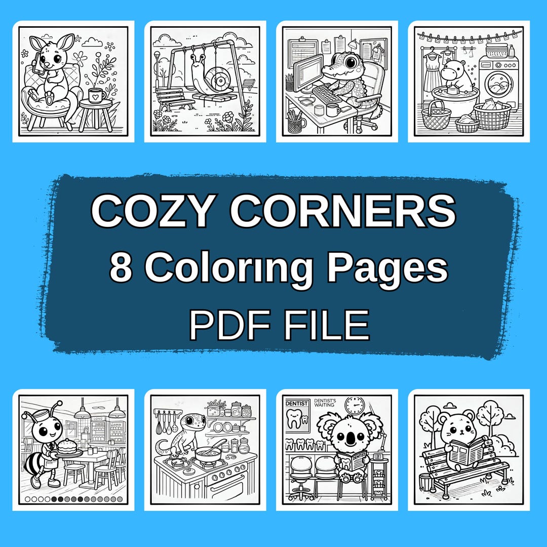 Cozy Corners Printable Coloring Pages | Relaxing and Aesthetic Home ...
