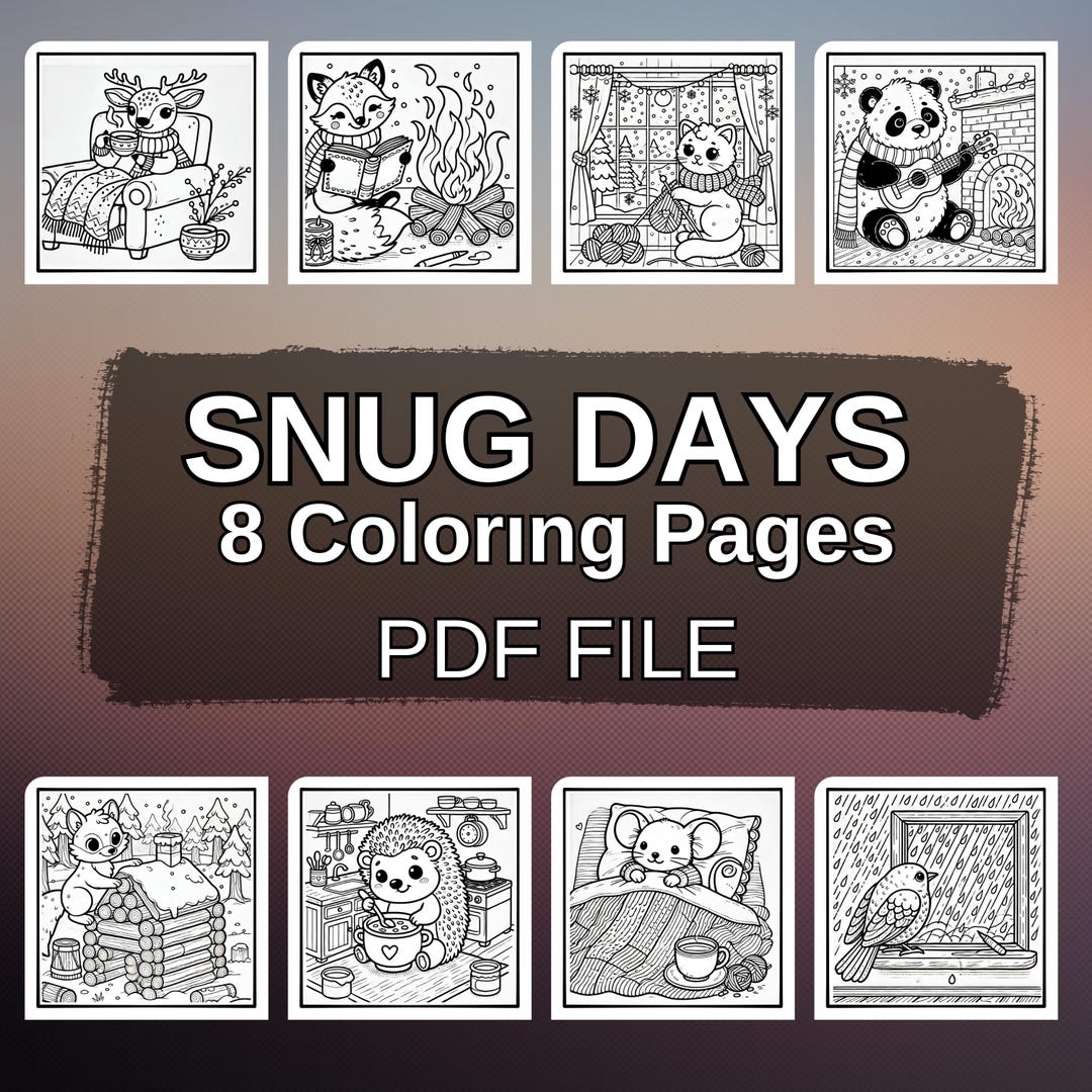 Snug Days Printable Coloring Pages | Cozy and Relaxing Digital Art ...