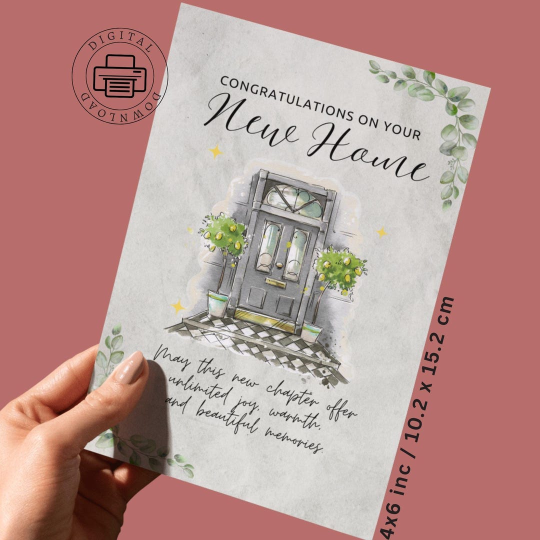 New Home Congratulations Card – Printable Housewarming Card – Digital ...