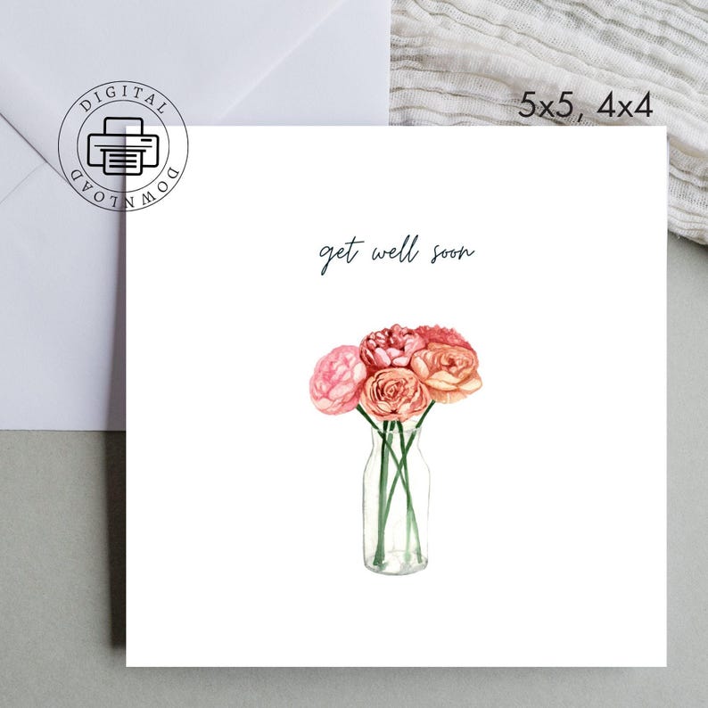 Get Well Soon Printable Digital Card, Send Healing Wishes, Thoughtful ...