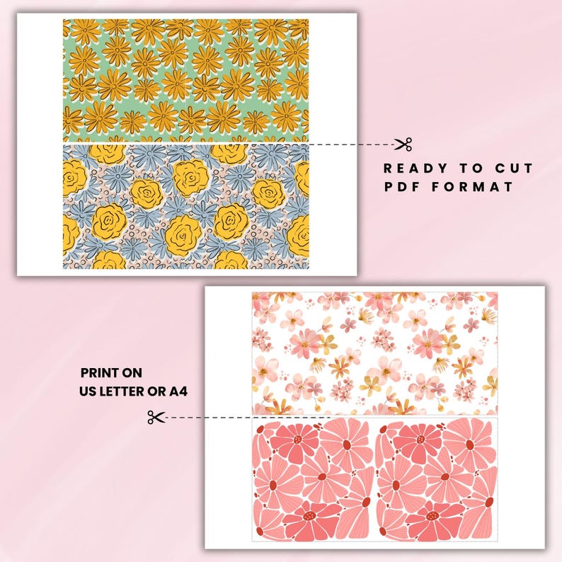 Printable Floral Greeting Cards Set – 8 Foldable Blank Cards 4x4 ...