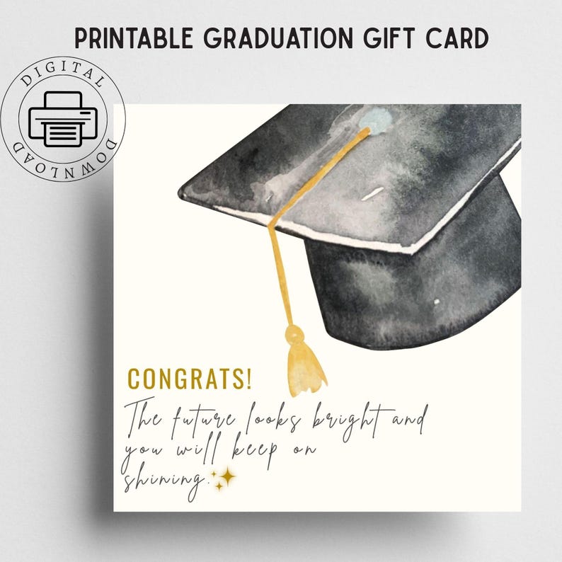 Printable Graduation Gift Card – Congrats Digital Card – 5x5 and 4x4 ...