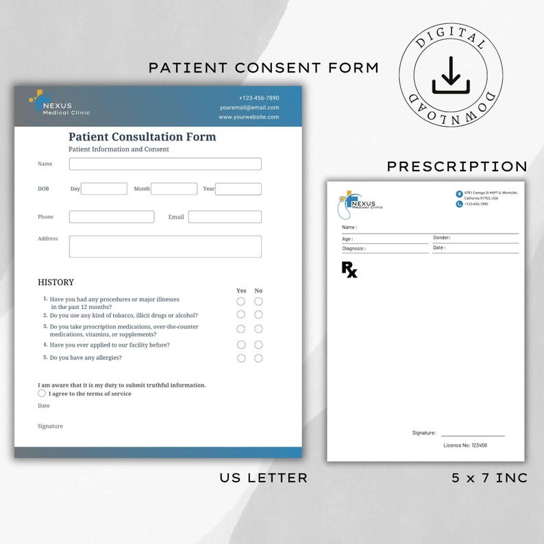 Patient Consultation and Consent Form - Canva Template - Prescription ...