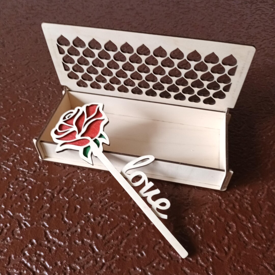Gift Box Wooden Rose Decorative Money Box Love - Etsy