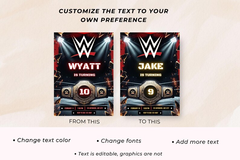 Wwe Birthday Invitation, Wwe Invitation Template, Wwe Birthday Party ...