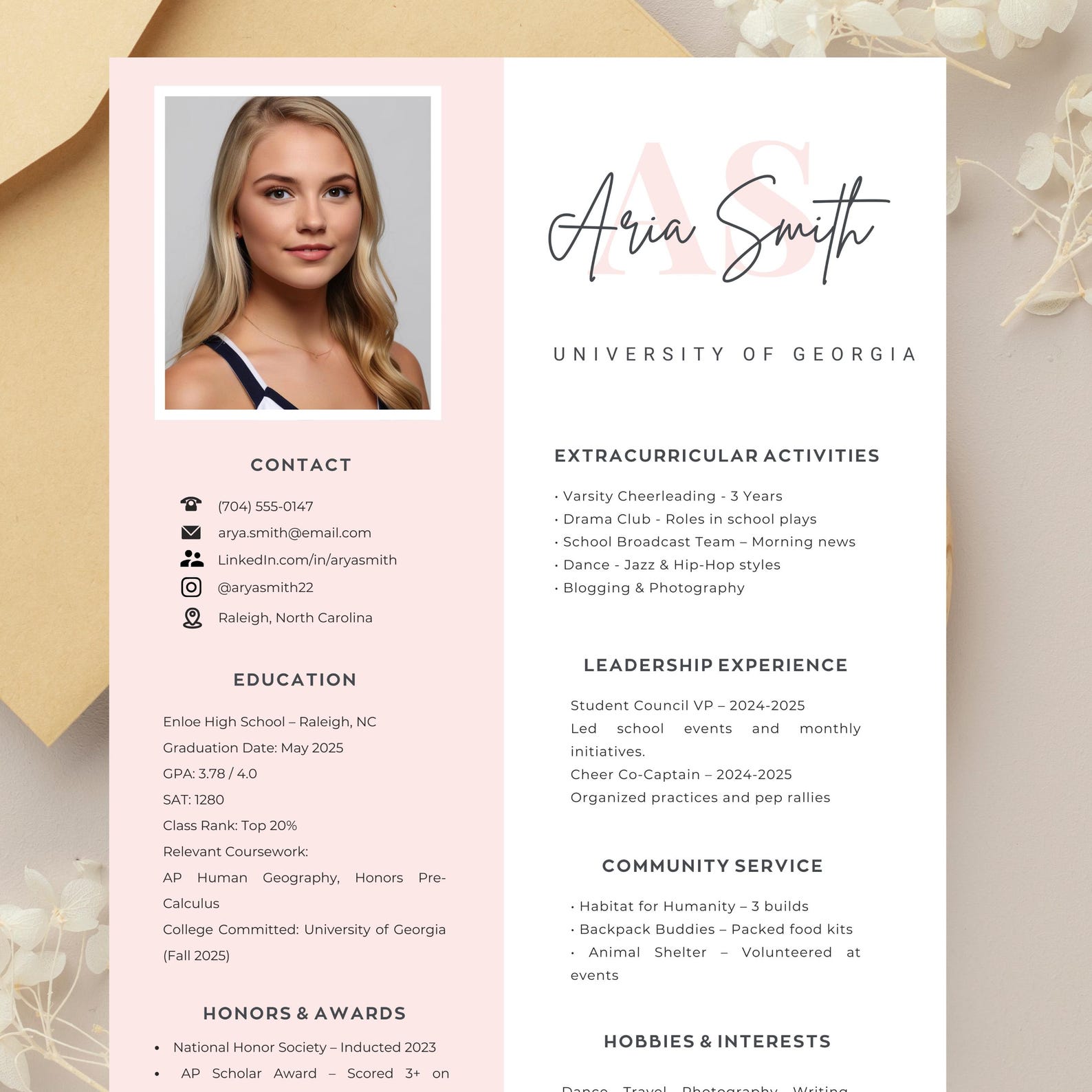 Sorority Resume Pack, Sorority Resume Template, Sorority Rush Resume ...