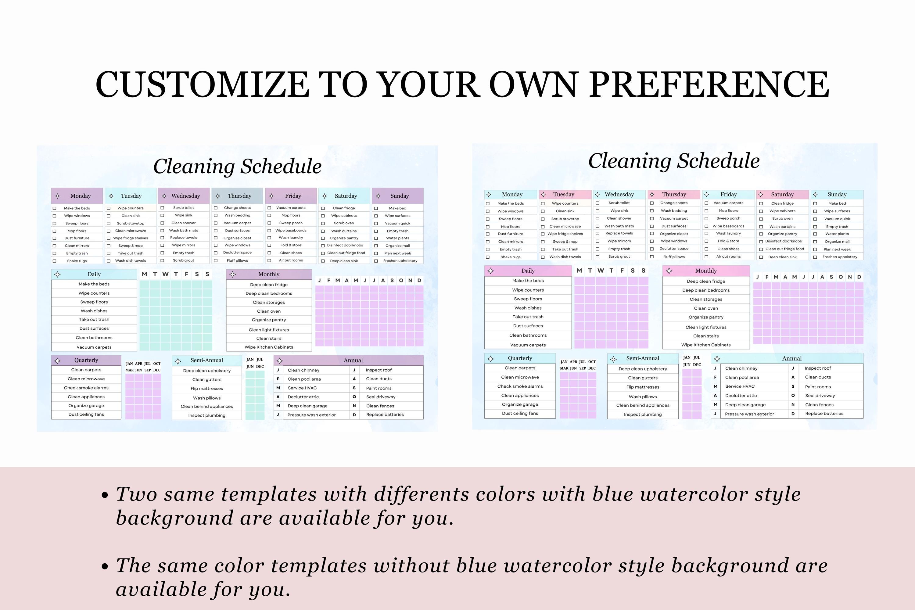 Editable Cleaning Schedule, Cleaning Schedule Checklist, ADHD Cleaning ...
