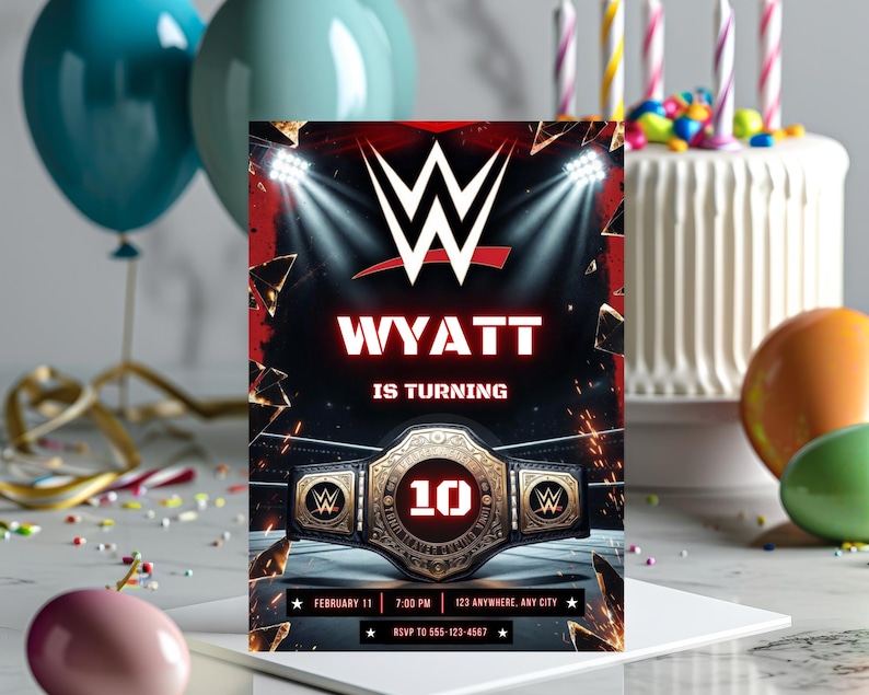 Wwe Birthday Invitation, Wwe Invitation Template, Wwe Birthday Party ...