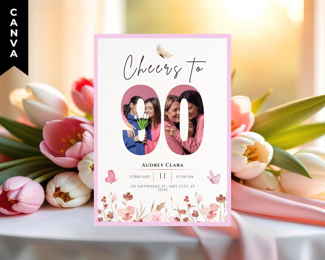 90 Birthday Invitation, 90 Birthday Party Invitation, 90 Th Birthday ...