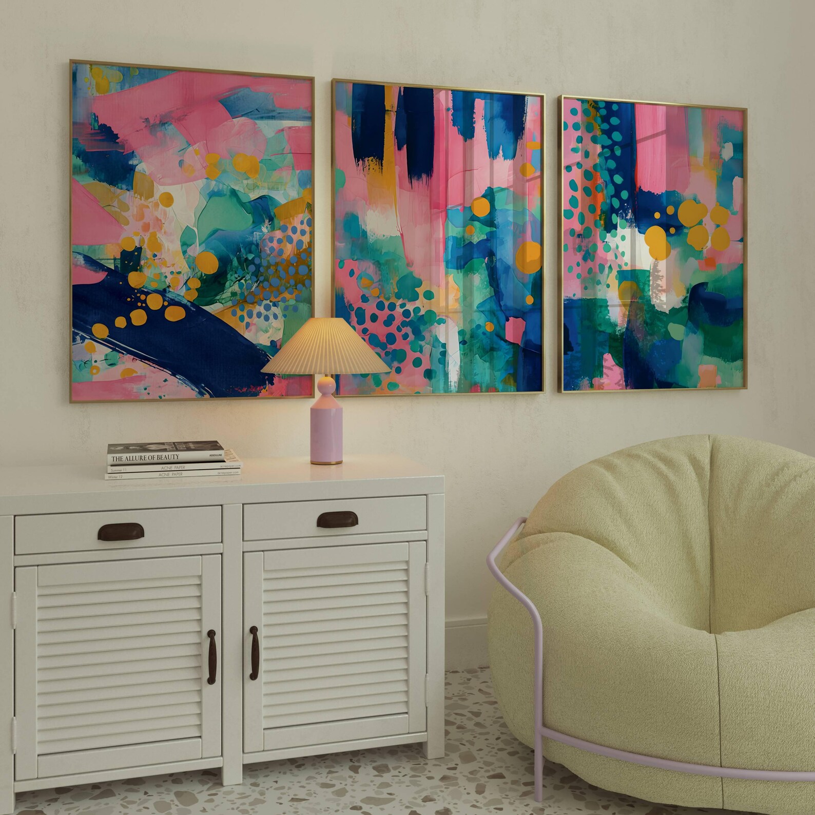 Colourful Abstract Wall Art | Set of 3 Prints | Modern Digital Download ...