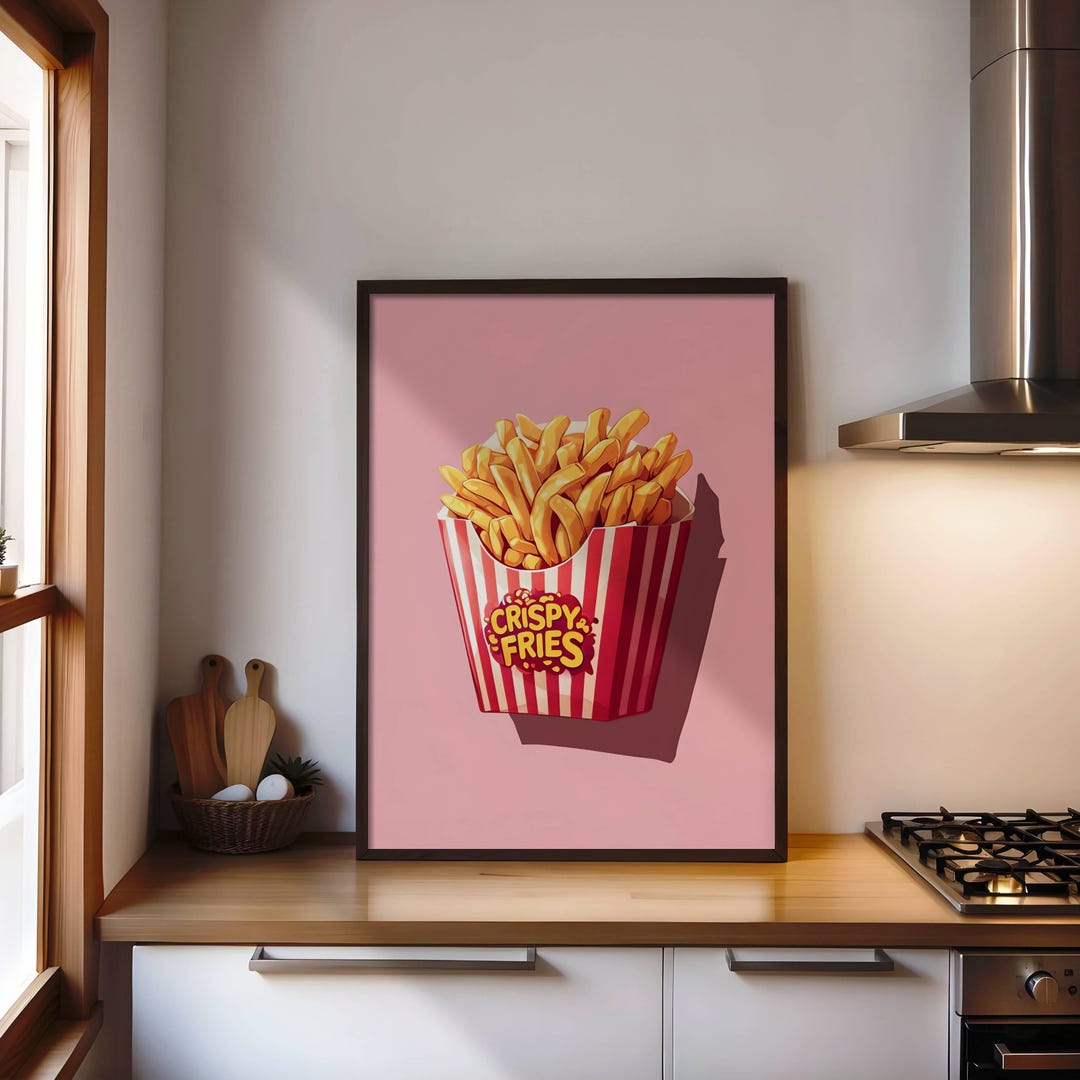 French Fries Print | Fast Food Poster | Kitchen Printable | Colourful ...