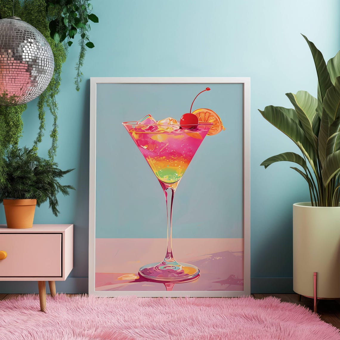 Neon Cocktail Poster | Bar Wall Art | Bold Drink Poster | Retro ...