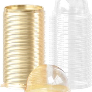 50 Set Clear Plastic Mini Cake Box, Round Cupcake Holders Plastic Egg ...