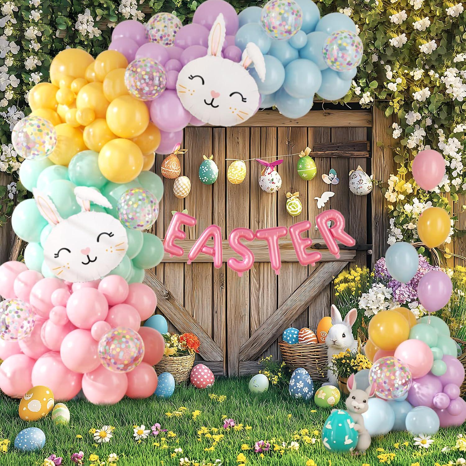 Easter Decorations Indoor Outdoor Balloon Arch Kit, Rainbow Easter ...