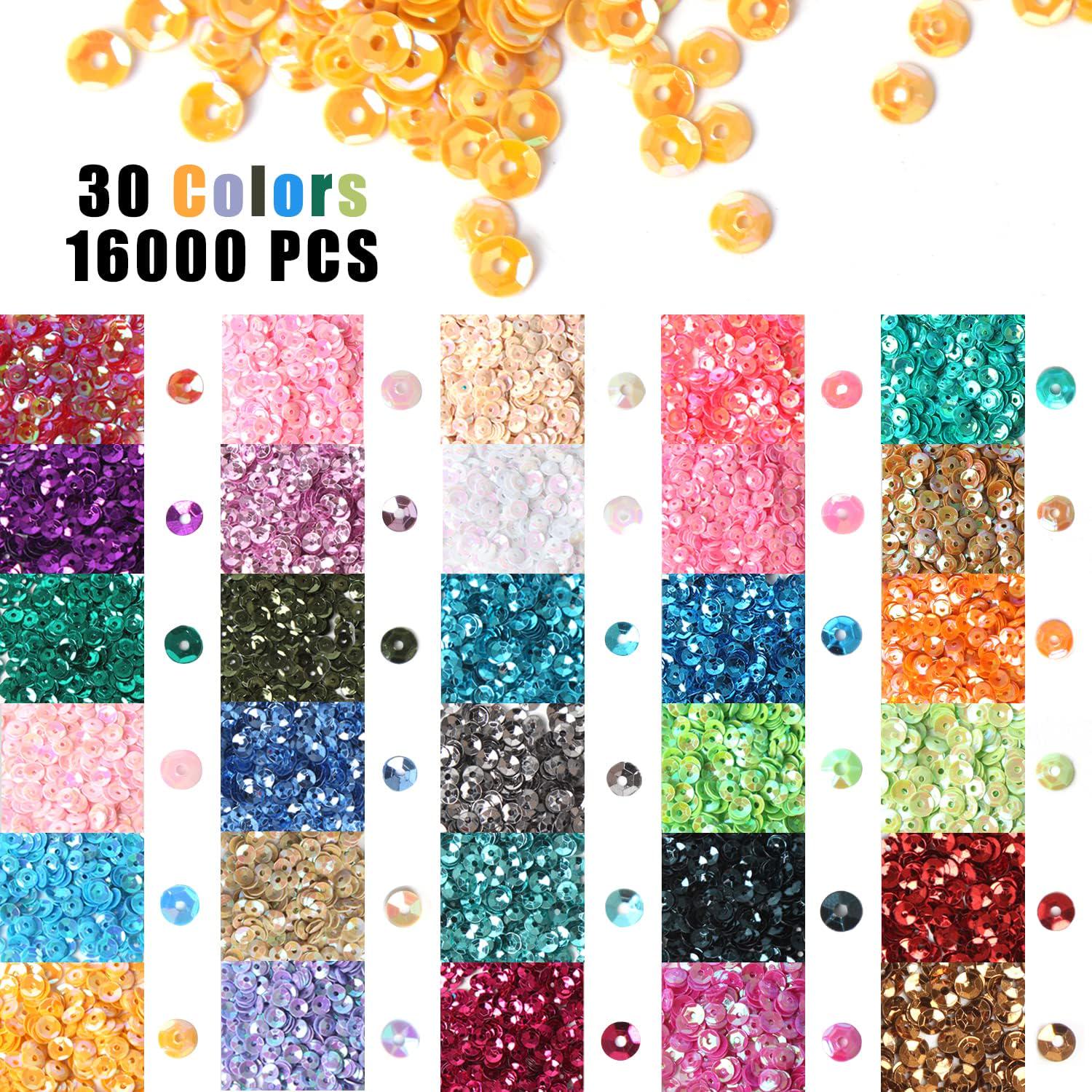 Loose Sequins, Bulk 30 Assorted Color 25000PCS Rainbow Round Cup ...