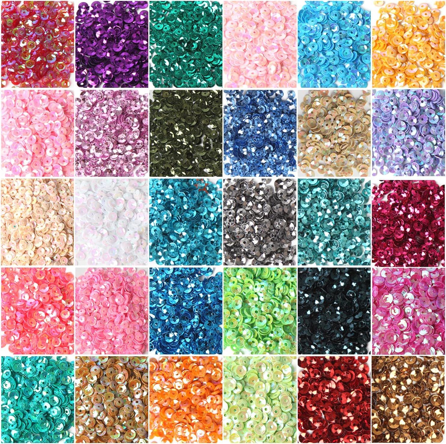 Loose Sequins, Bulk 30 Assorted Color 25000PCS Rainbow Round Cup ...