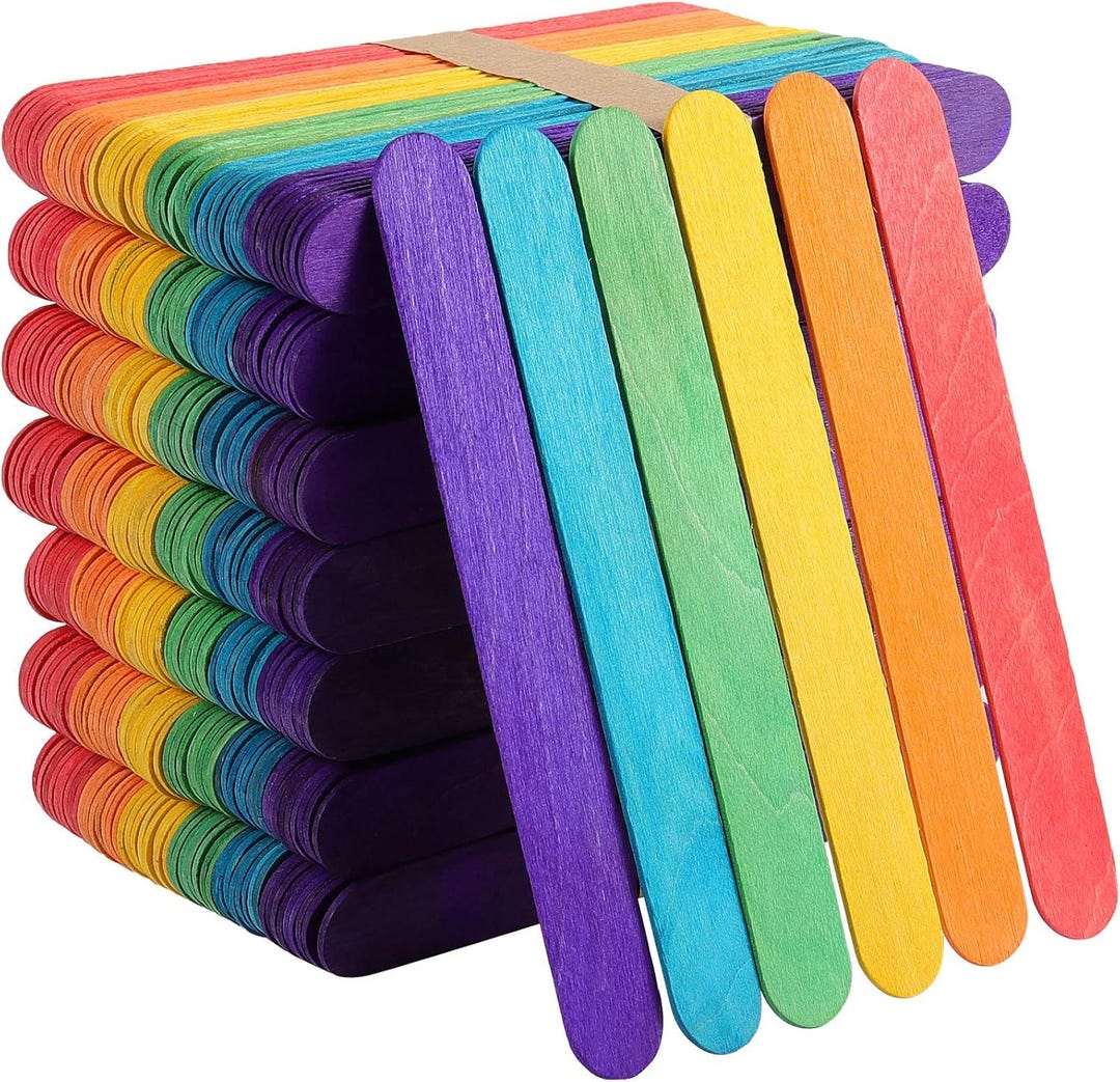 1000 PCS 4.5 Inch Colored Popsicle Sticks, Natural Lollipop Sticks ...