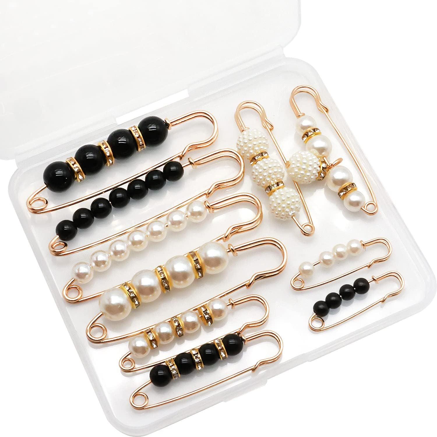 Safety Pins Assorted, Bulk Large Safety Pins With Pearls for Clothes ...