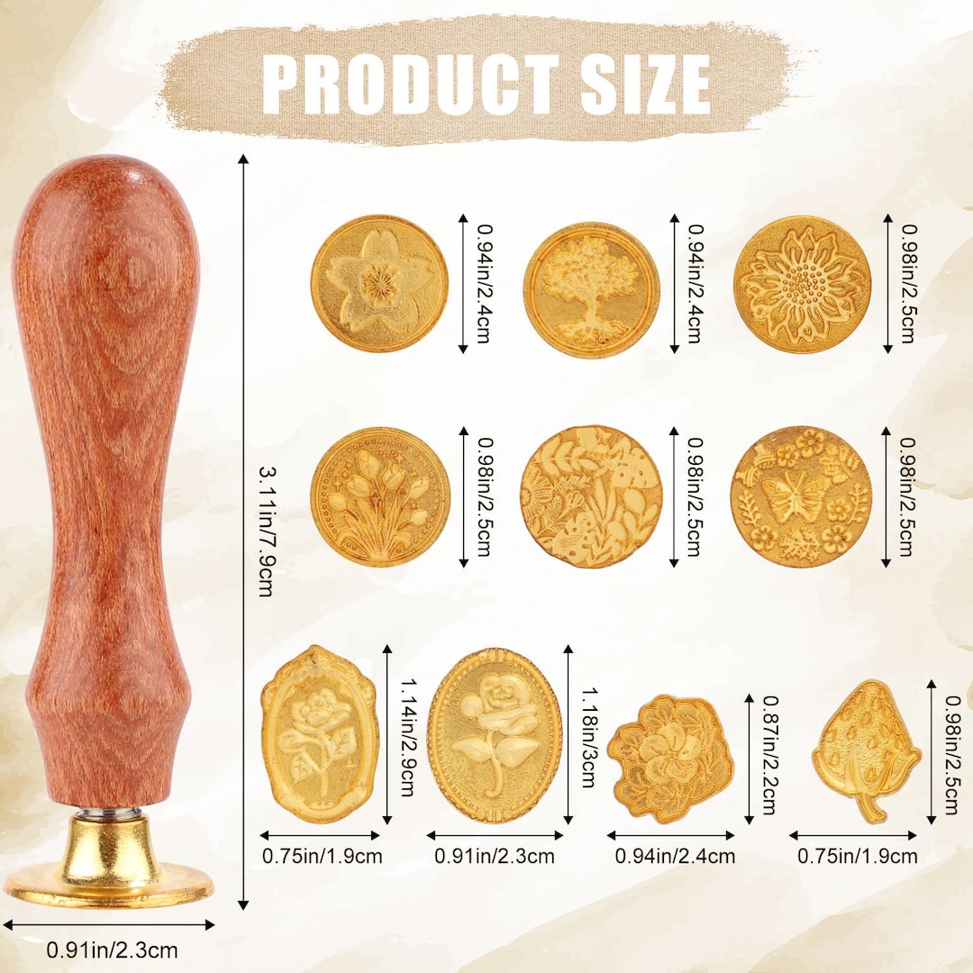 10-piece Wax Seal Stamp Set - Interchangeable Heads With Wooden Handle ...