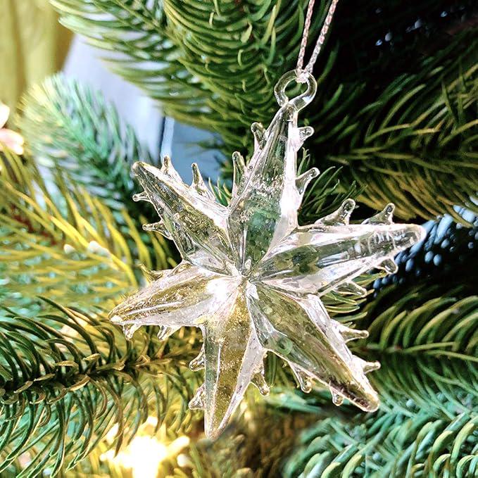 Style Glass Clear Glass Snowflake Ornament Winter Christmas Tree ...