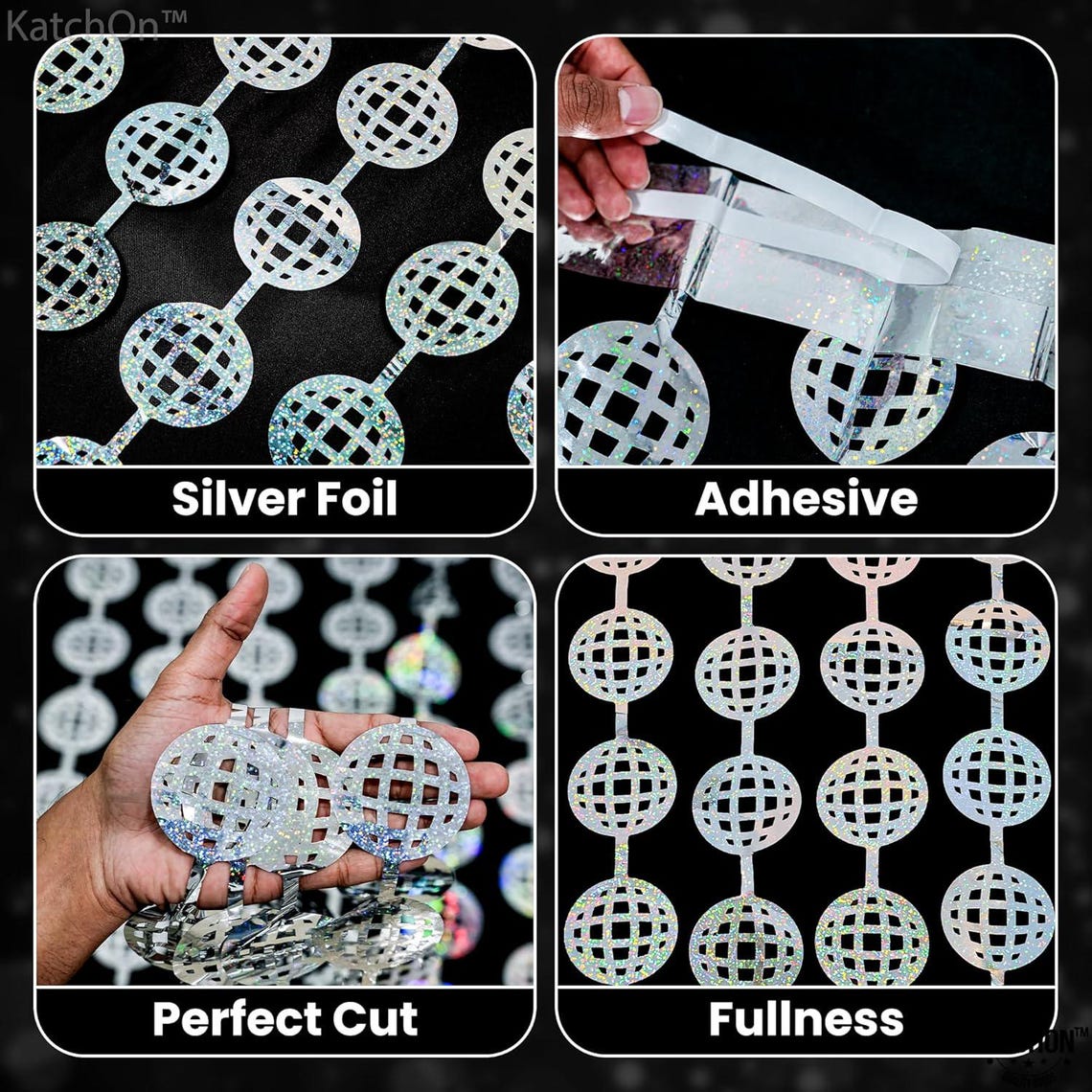 Silver Disco Ball Curtain - Xtralarge, 6.5 Feet, Pack of 2 | Graduation ...