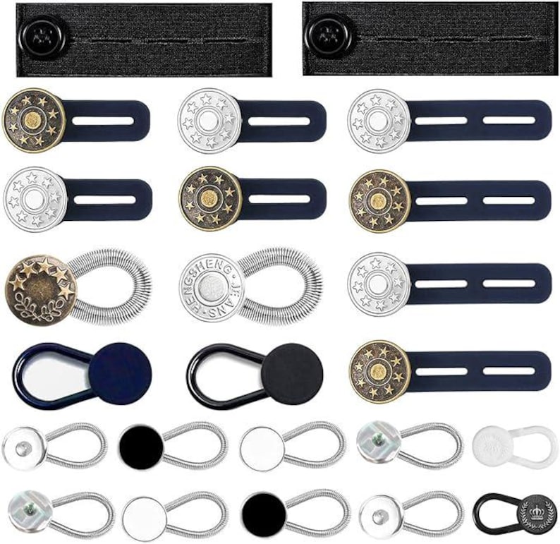 24 Pcs Extender Button Set, Flexible Adjustable Elastic Waist Extender ...