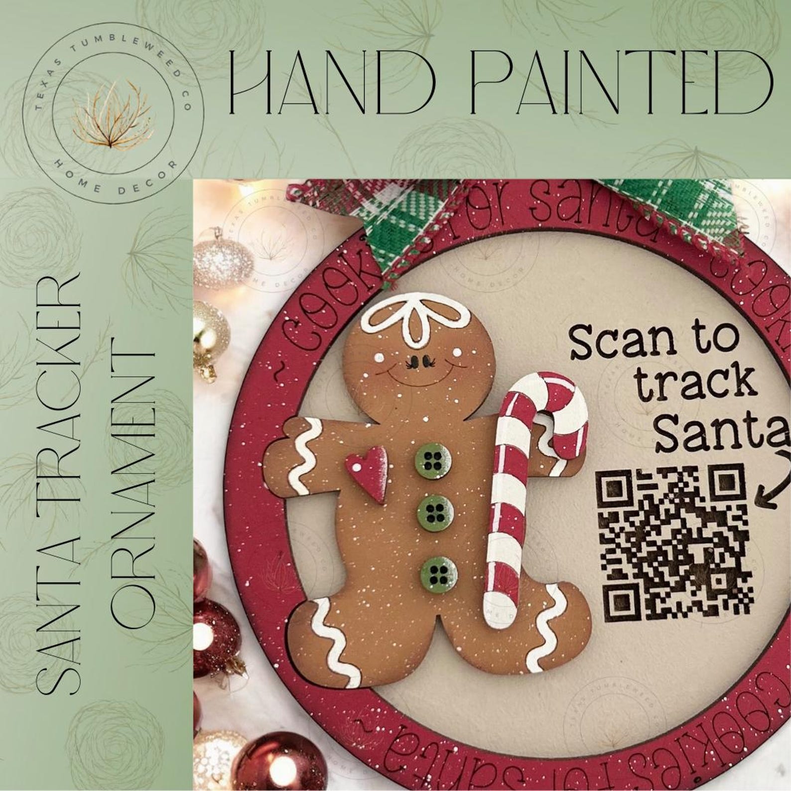 Santa Tracker Christmas Ornament | Gingerbread | Hand Painted ...