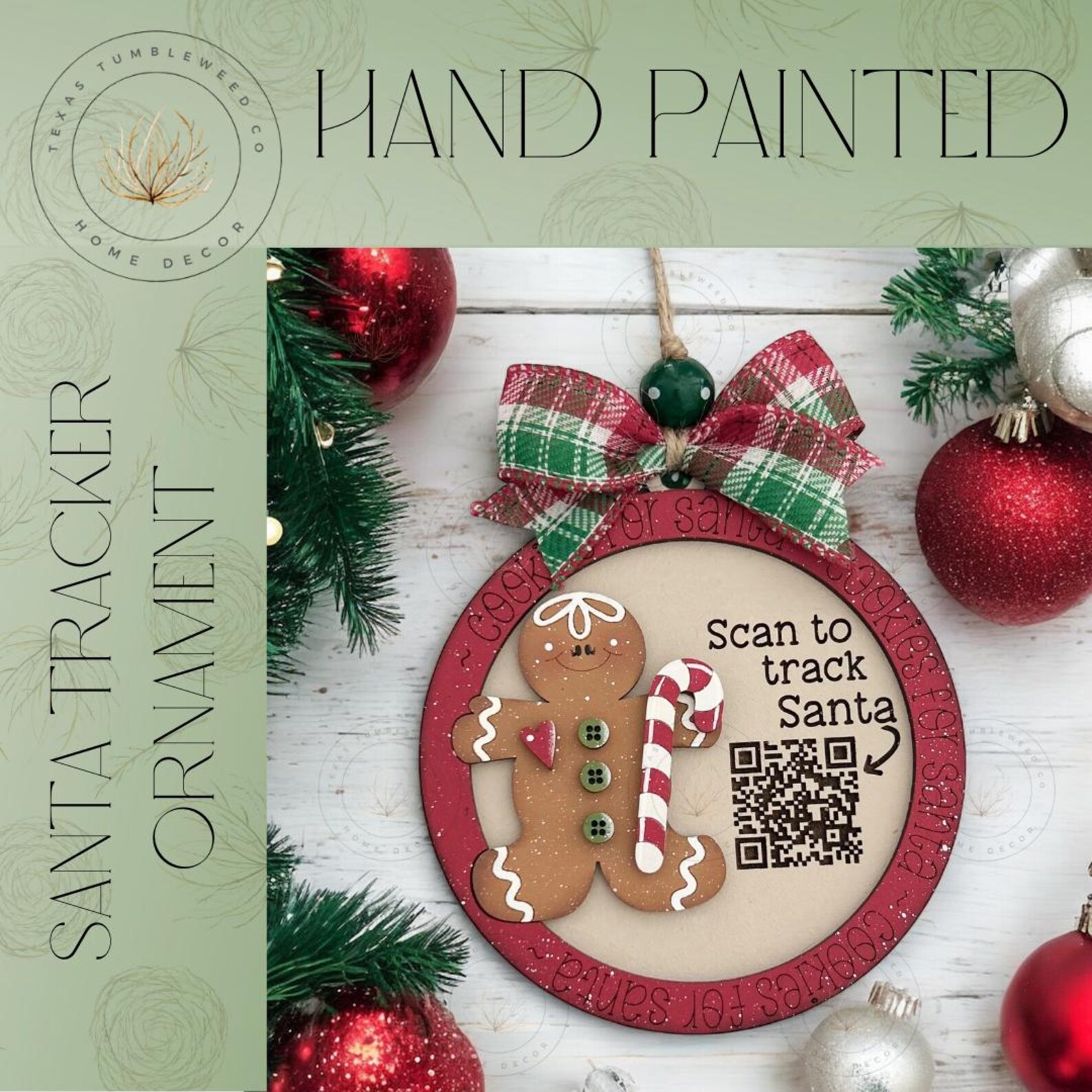 Santa Tracker Christmas Ornament | Gingerbread | Hand Painted ...