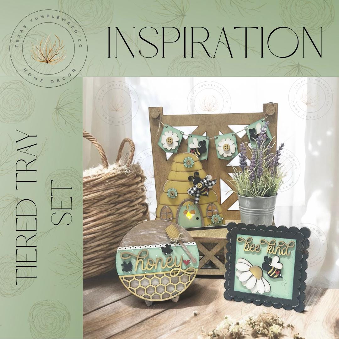 DIY Mini Honey Bees Tiered Tray Set | Honey Bees Set | DIY Spring ...
