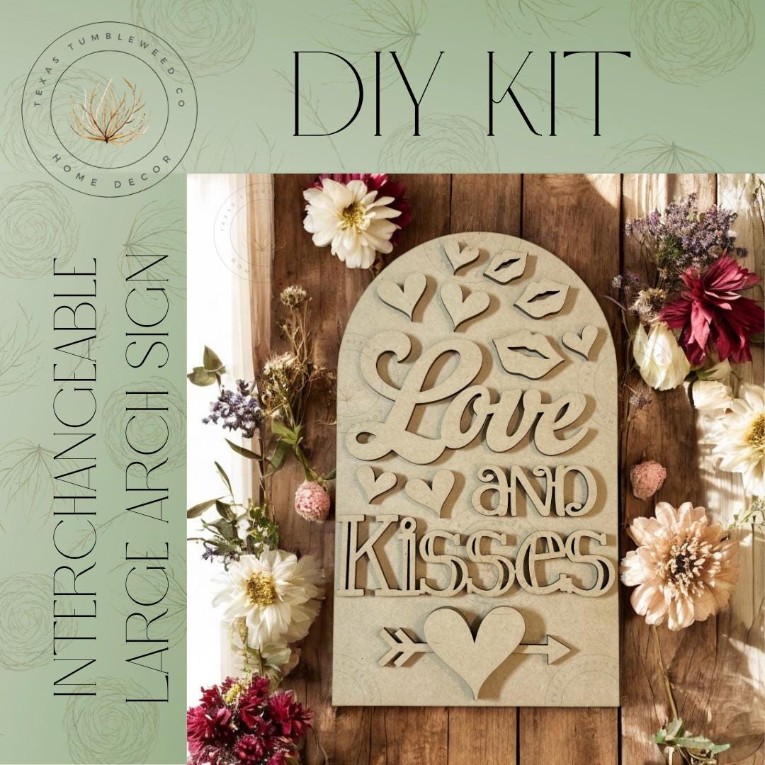DIY | Interchangeable Large Arched Boho Sign Insert | Love and Kisses ...